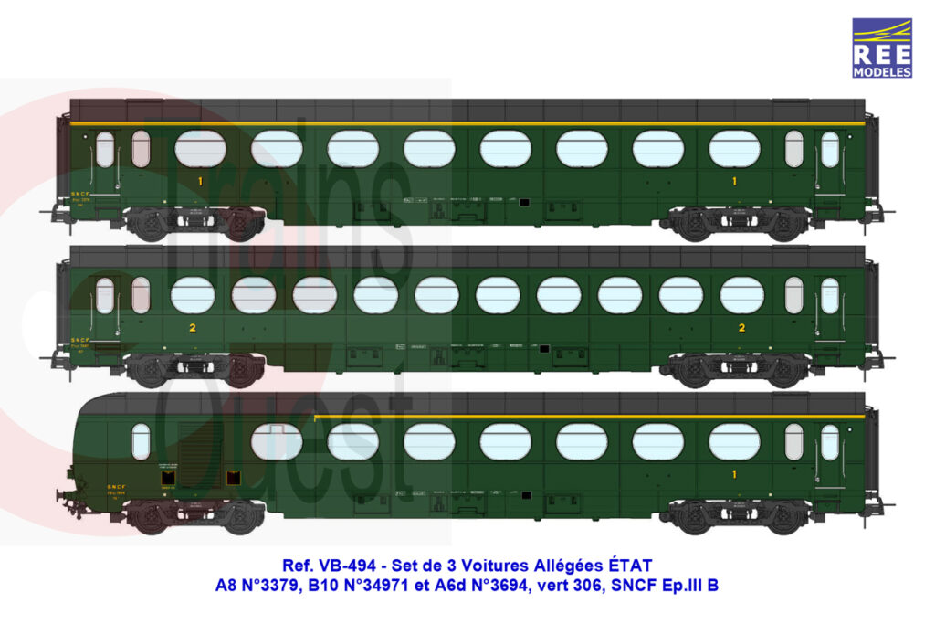 REE set 3 voitures "saucisson" - Trains Ouest